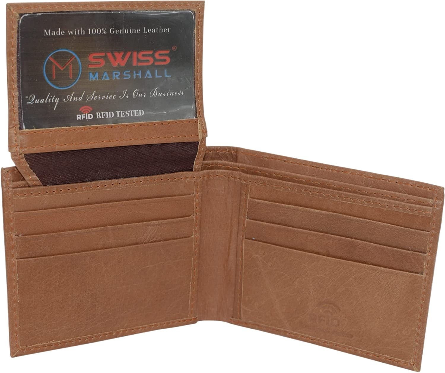 Swiss Marshall Men's RFID Blocking Genuine Leather Classic Bifold ...