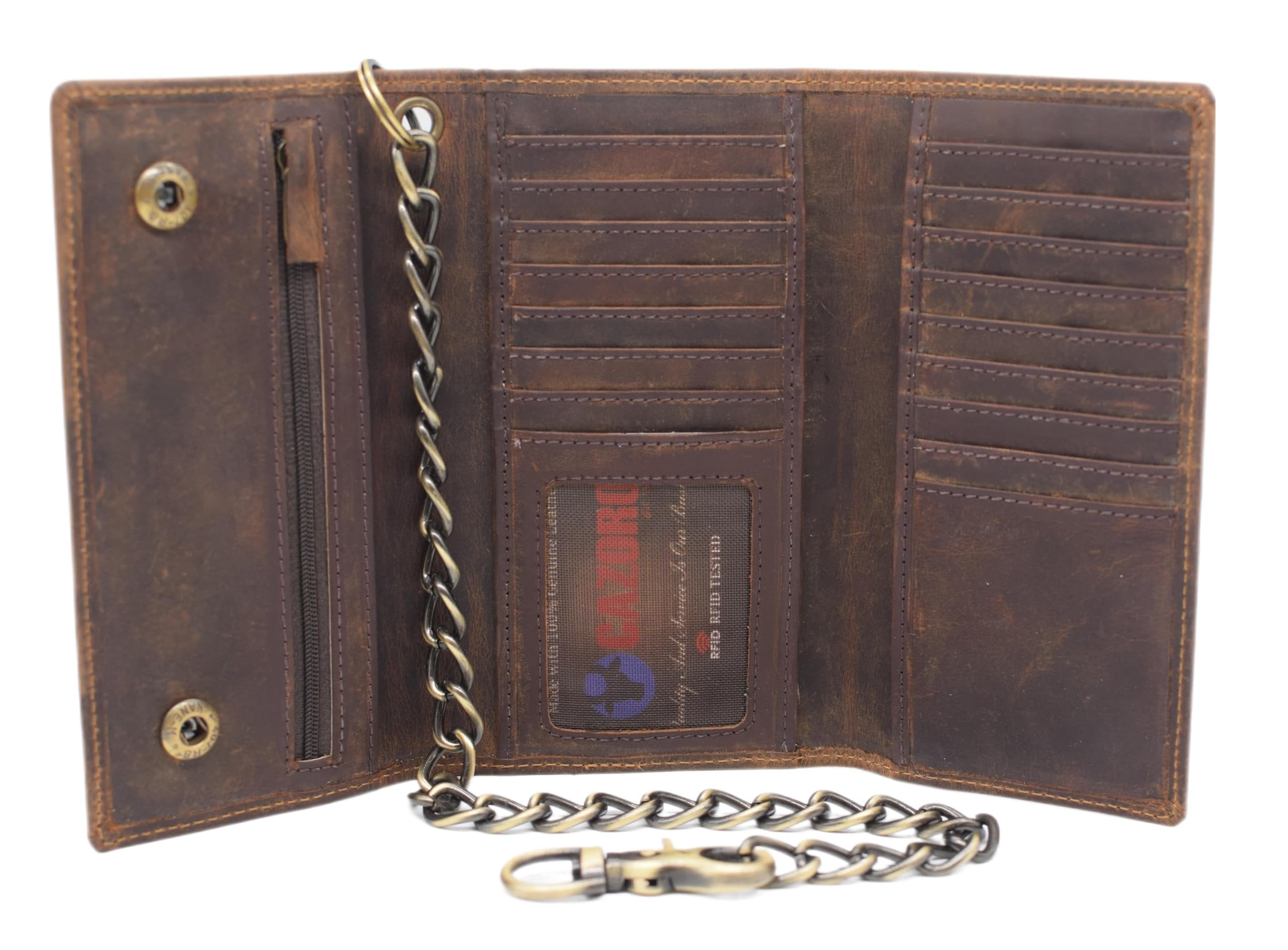 Swiss Marshall Men's RFID Signal Blocking Biker's Vintage Brown Leather ...