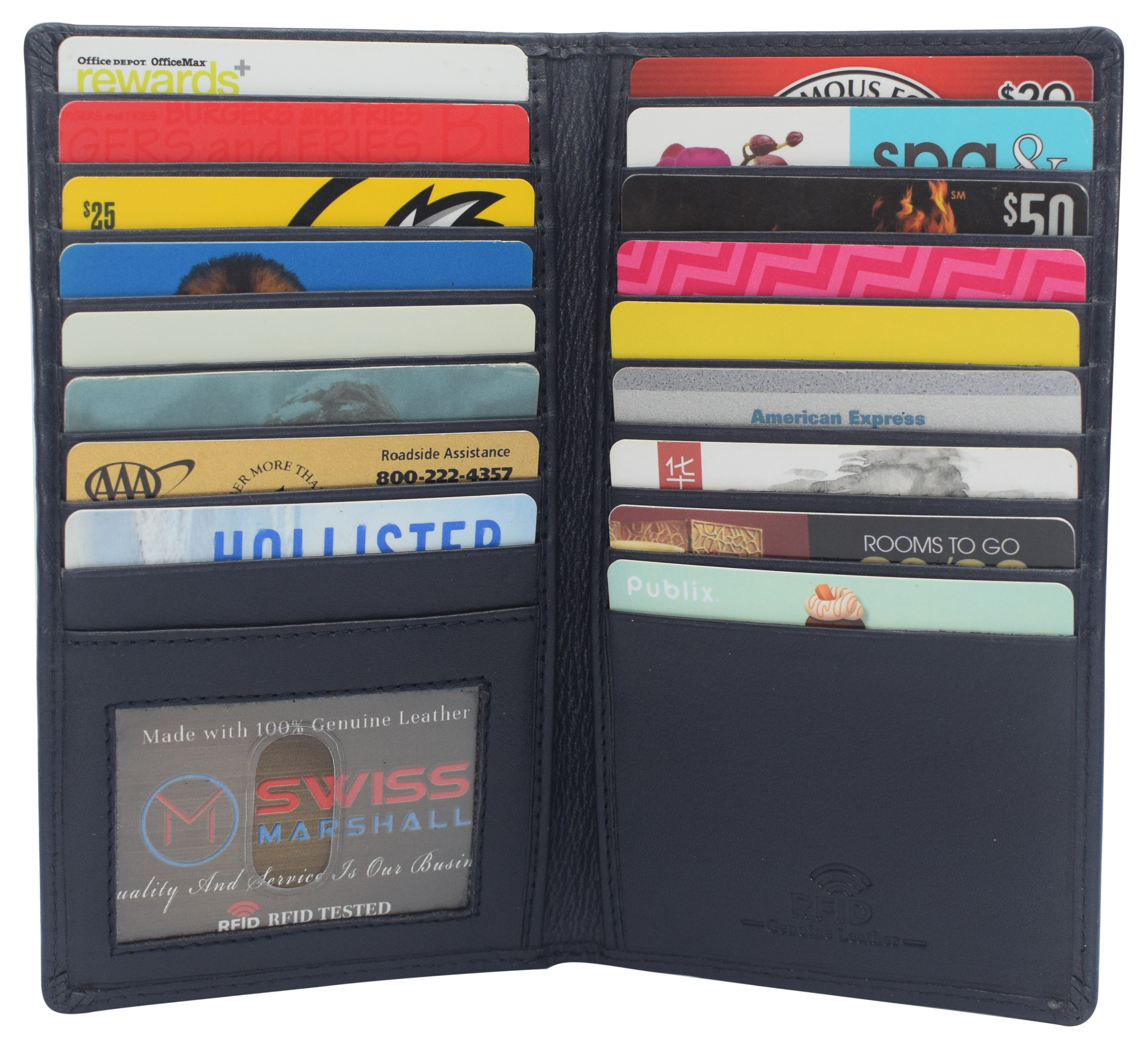 Swiss Marshall RFID Blocking Genuine Leather Mens Long ID 17 Credit ...