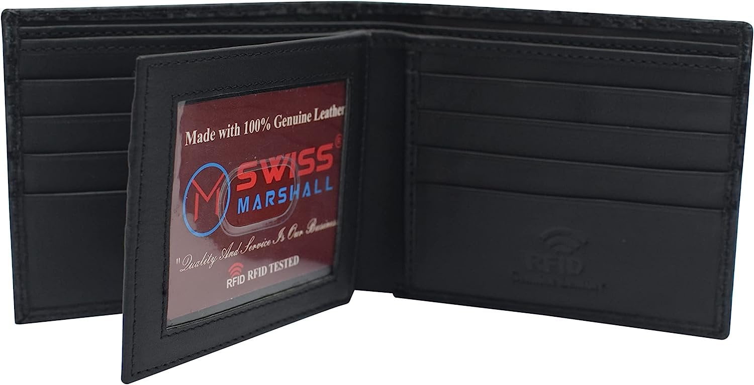 Swiss Marshall RFID Blocking Men's Carbon Fiber Leather Slim Bifold ...