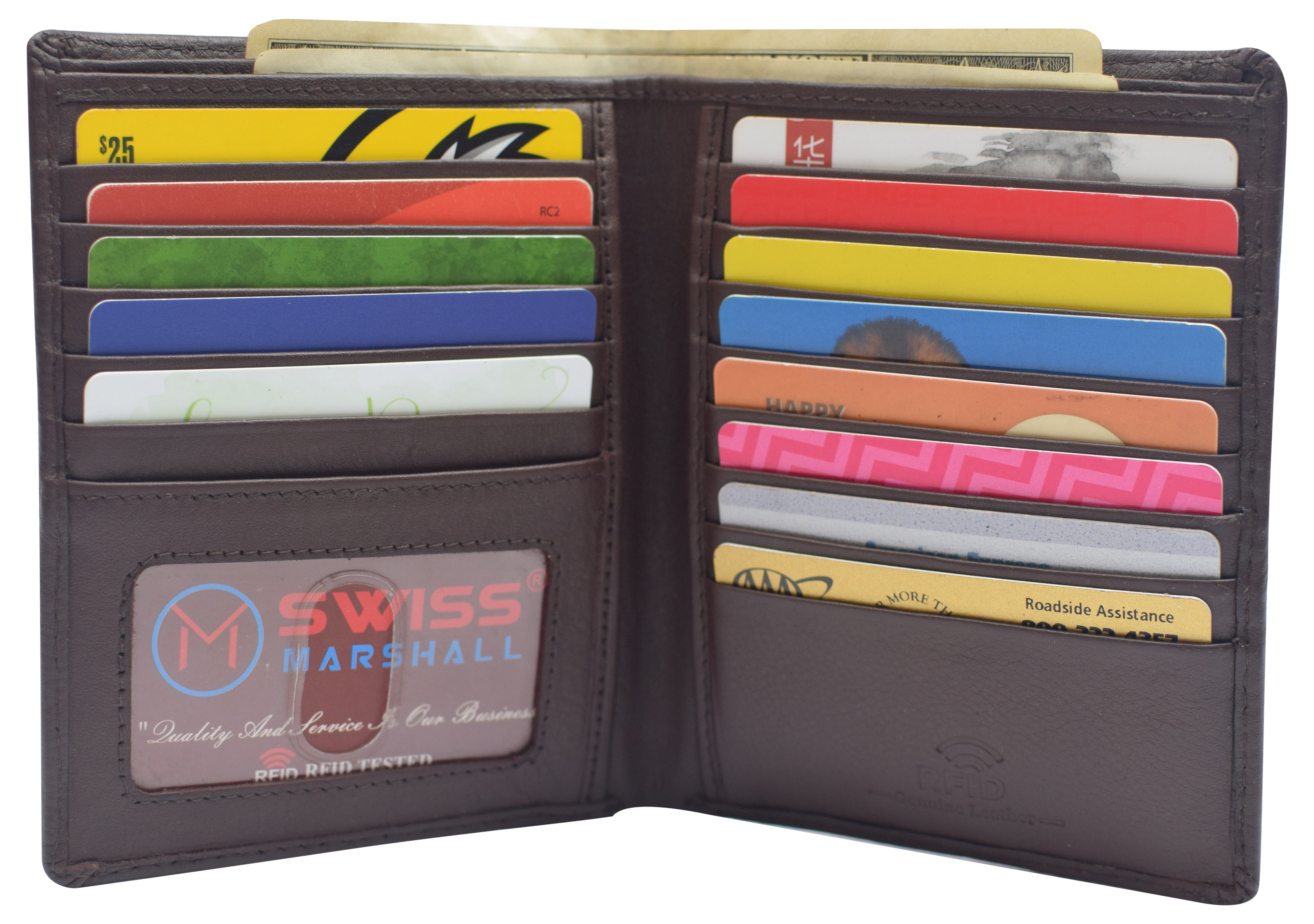 Swiss Marshall RFID Men's Slim Bifold Hipster Premium Leather Euro ...