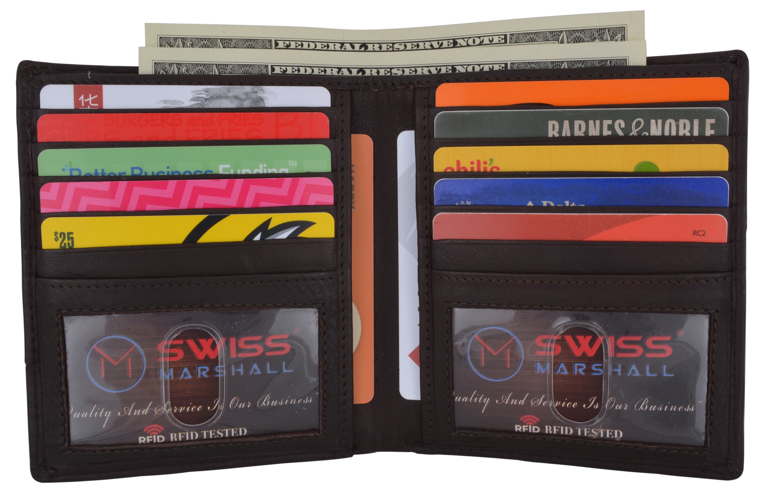 Swiss Marshall RFID Men's Slim Bifold Hipster Premium Leather Euro ...