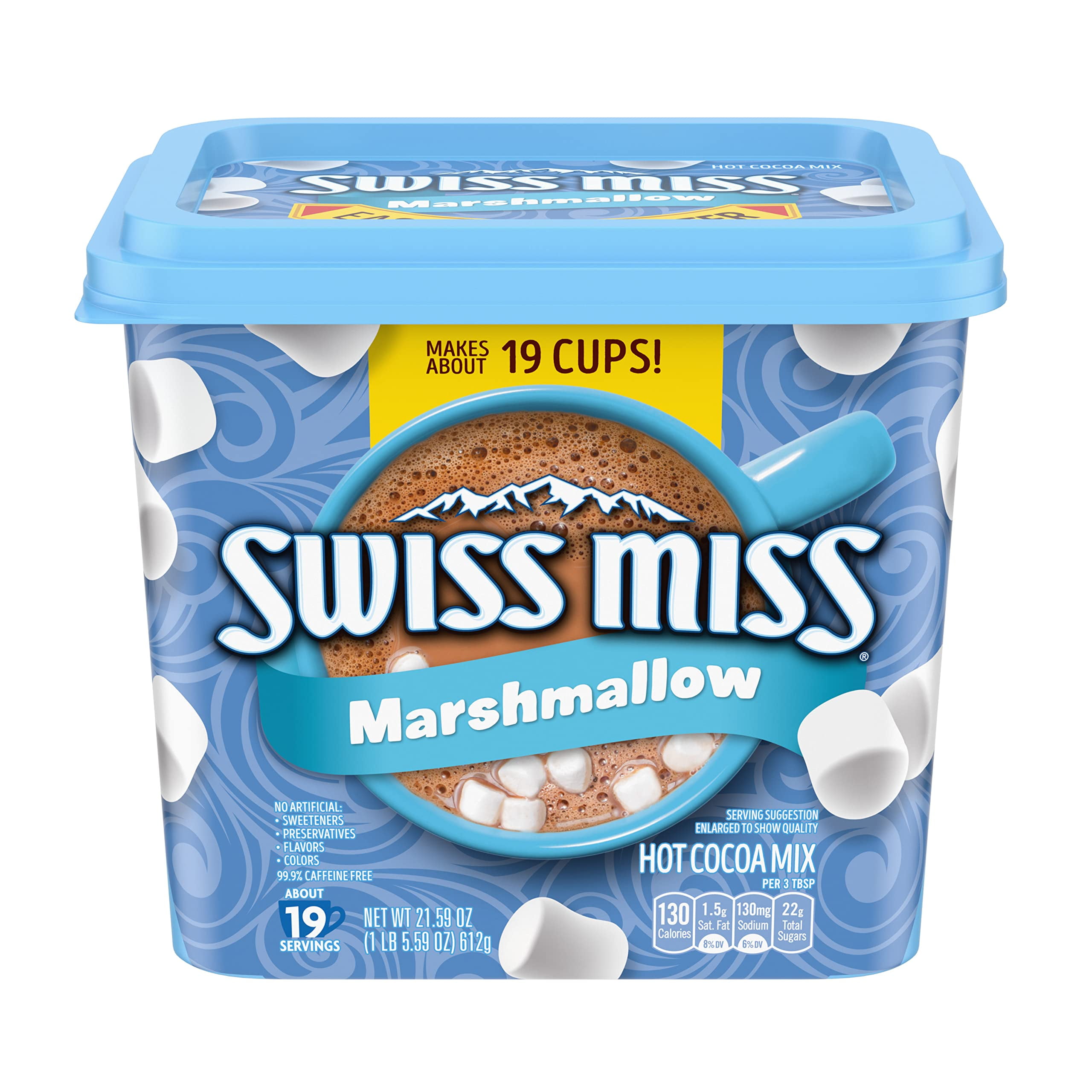 Swiss Miss Hot Cocoa Drink Mix, Milk Chocolate with Marshmallows, 21.59 oz Easy-Grip Canister ...