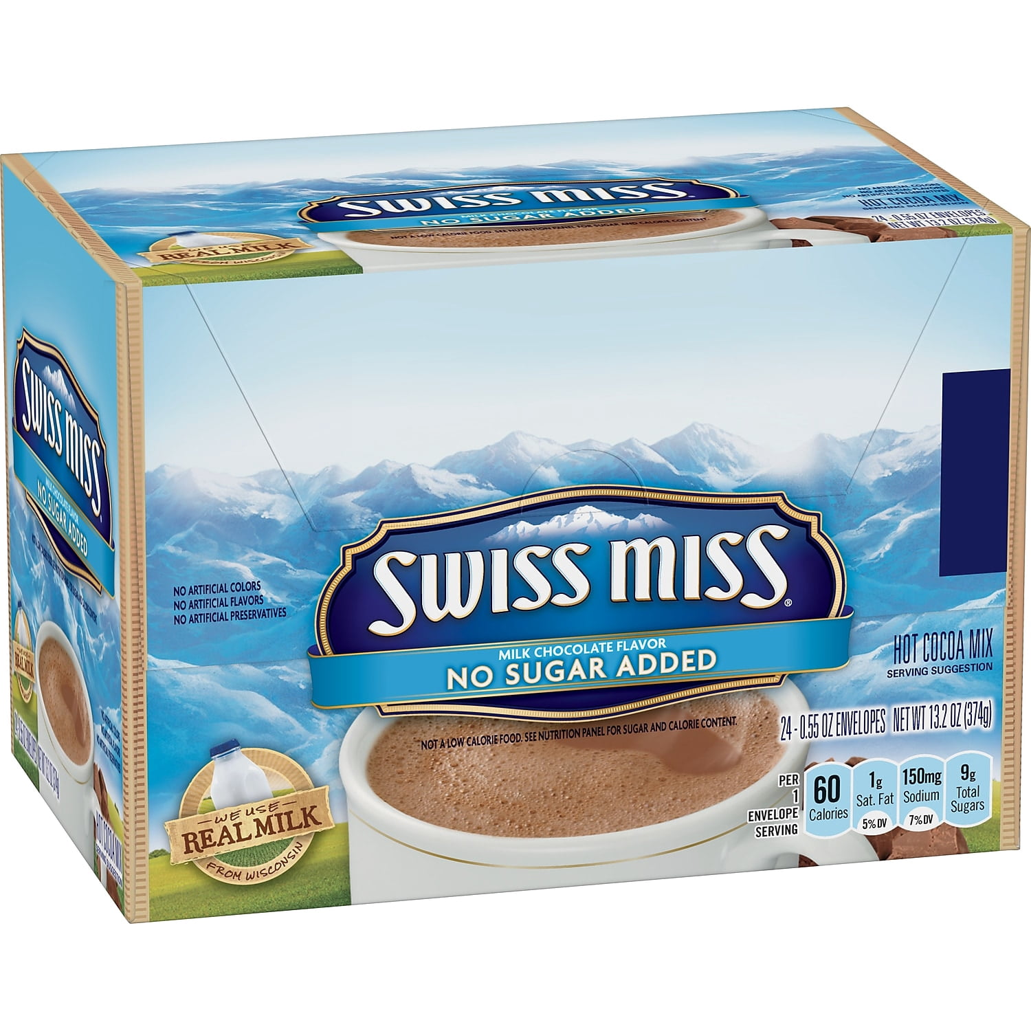 Swiss Miss Individual Single Serve No Sugar Added Hot Cocoa Mix, 24 ...