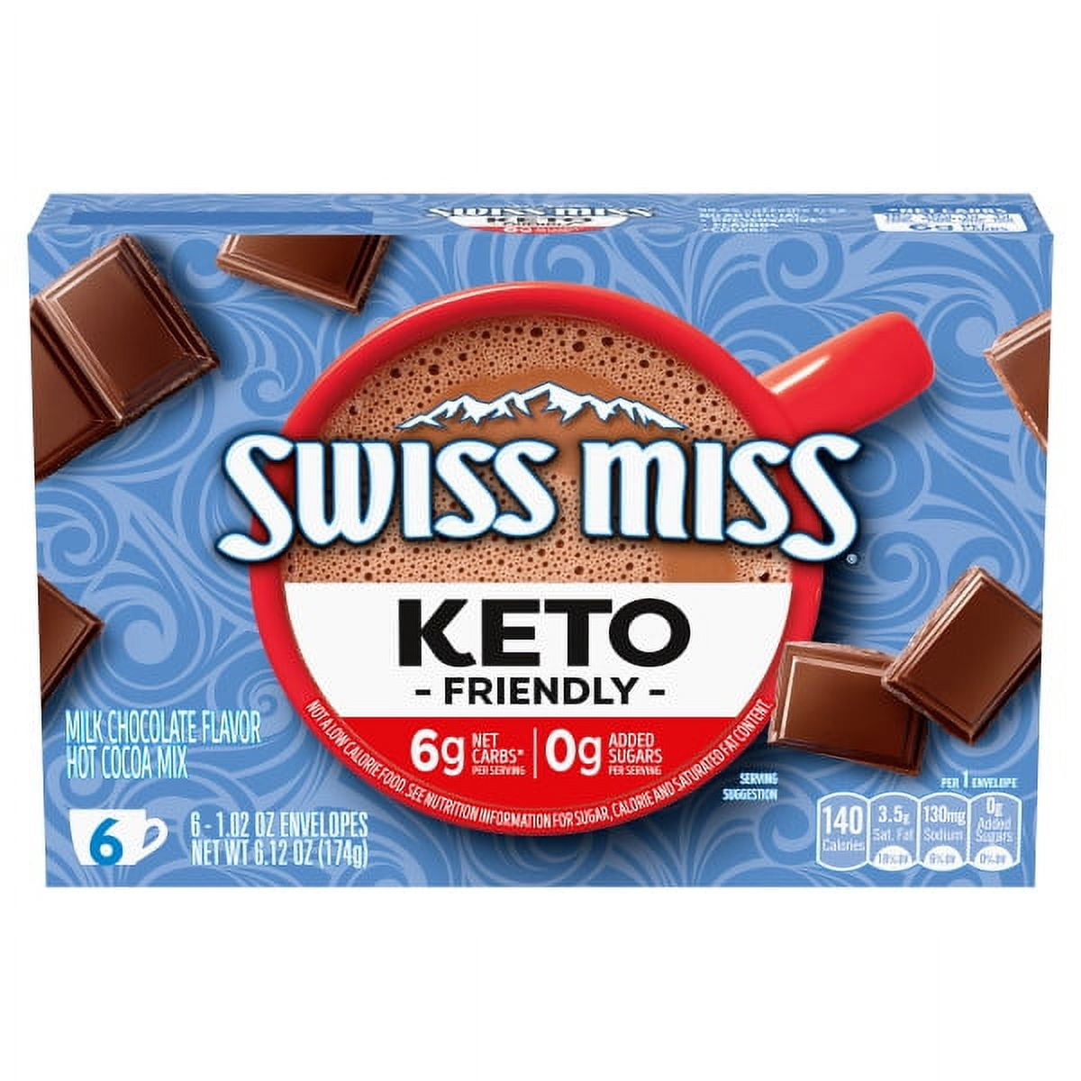 Swiss Miss Keto Friendly Hot Cocoa Mix, Chocolate Packs, 1.02 oz. 6 ...