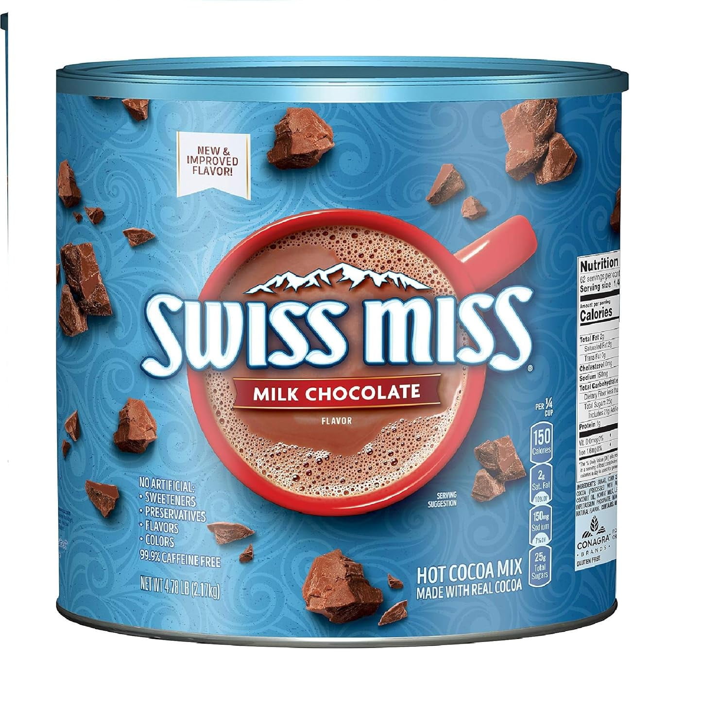 Swiss Miss Milk Chocolate Hot Cocoa Mix, 76.5 oz Canister, Creamy ...