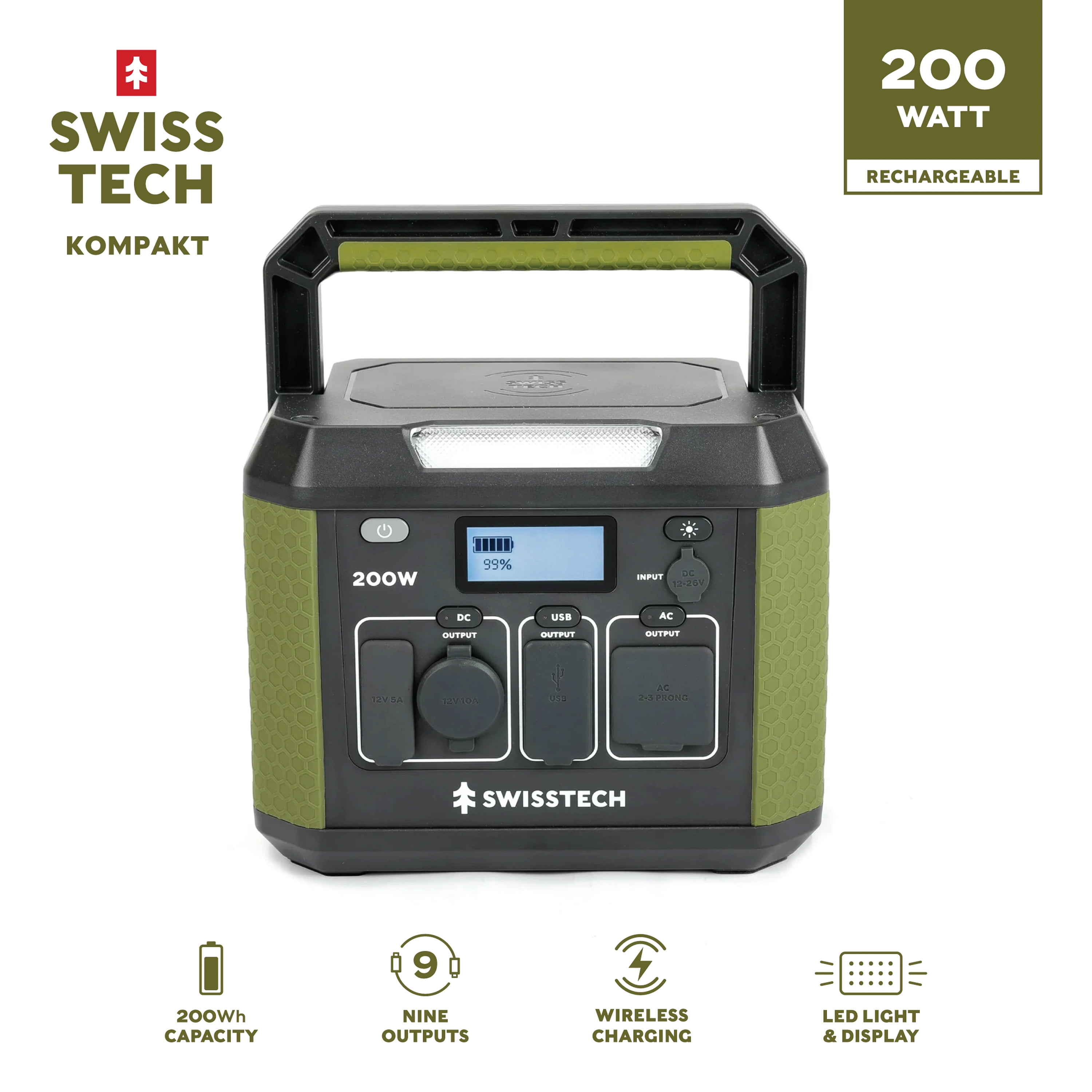 Free Shipping! Swiss Tech Portable Power Station 200W, 193Wh Battery ...