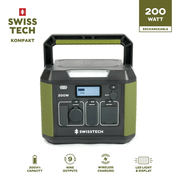 Free Shipping! Swiss Tech Portable Power Station 200W, 193Wh Battery ...