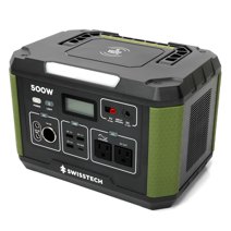 Swiss Tech 330W Portable Power Station, 288.6Wh, Solar Powered Battery for Camping and Travel ...