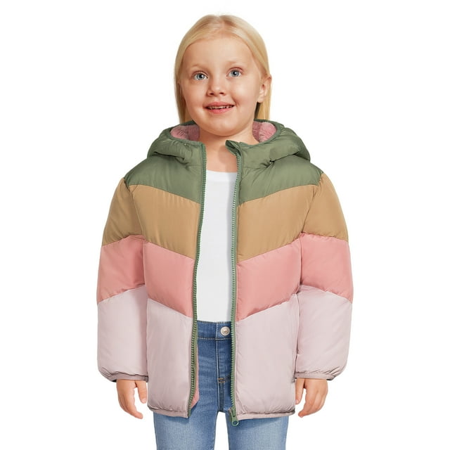 Swiss Tech Baby and Toddler Girls Puffer Jacket with Hood, Sizes 12M-5T ...