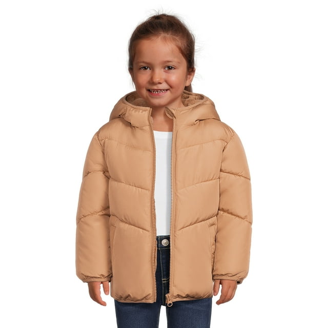 Swiss Tech Baby and Toddler Girls Puffer Jacket with Hood, Sizes 12M-5T ...