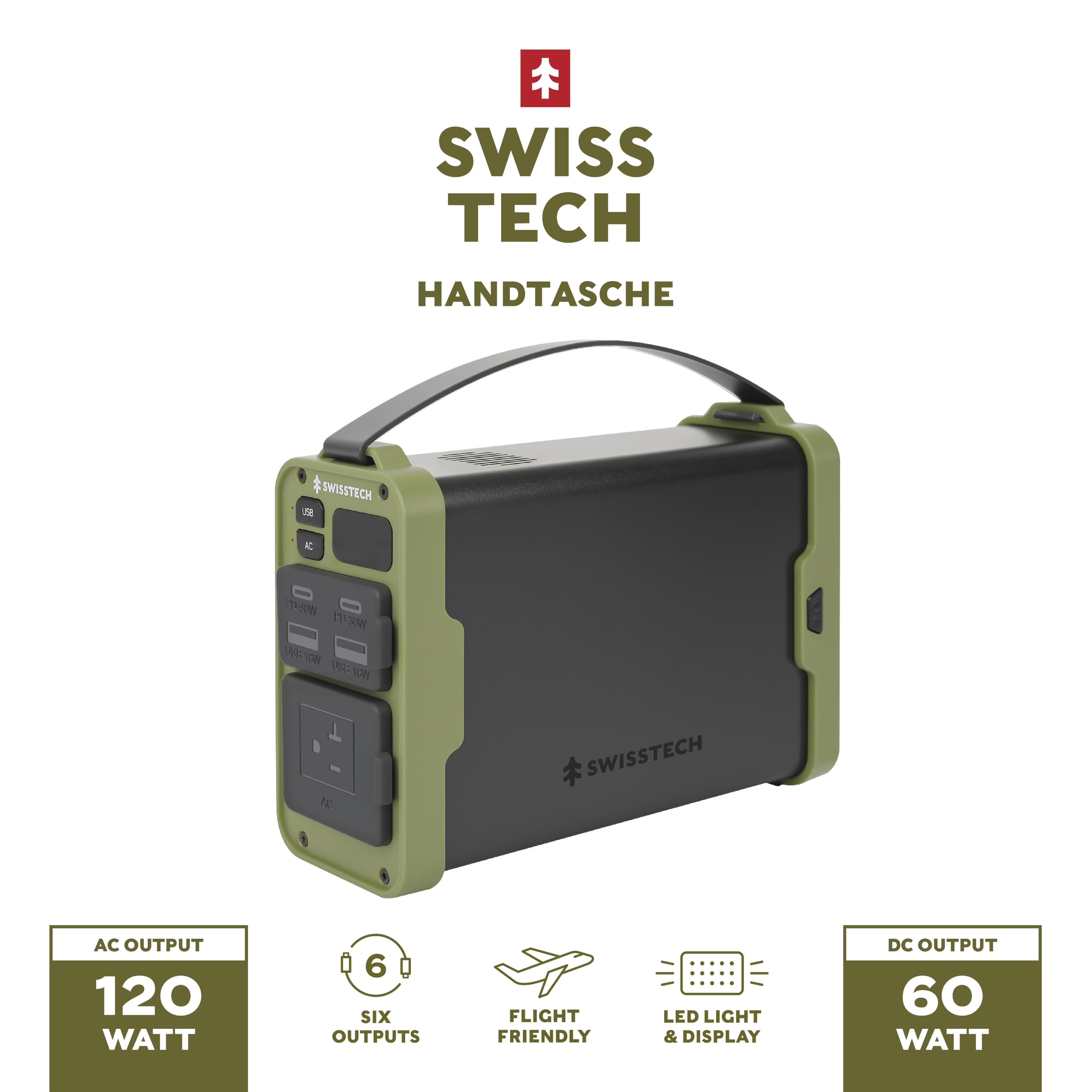 Swiss Tech 120W Portable Power Station 99.9Wh Battery Backup with ...