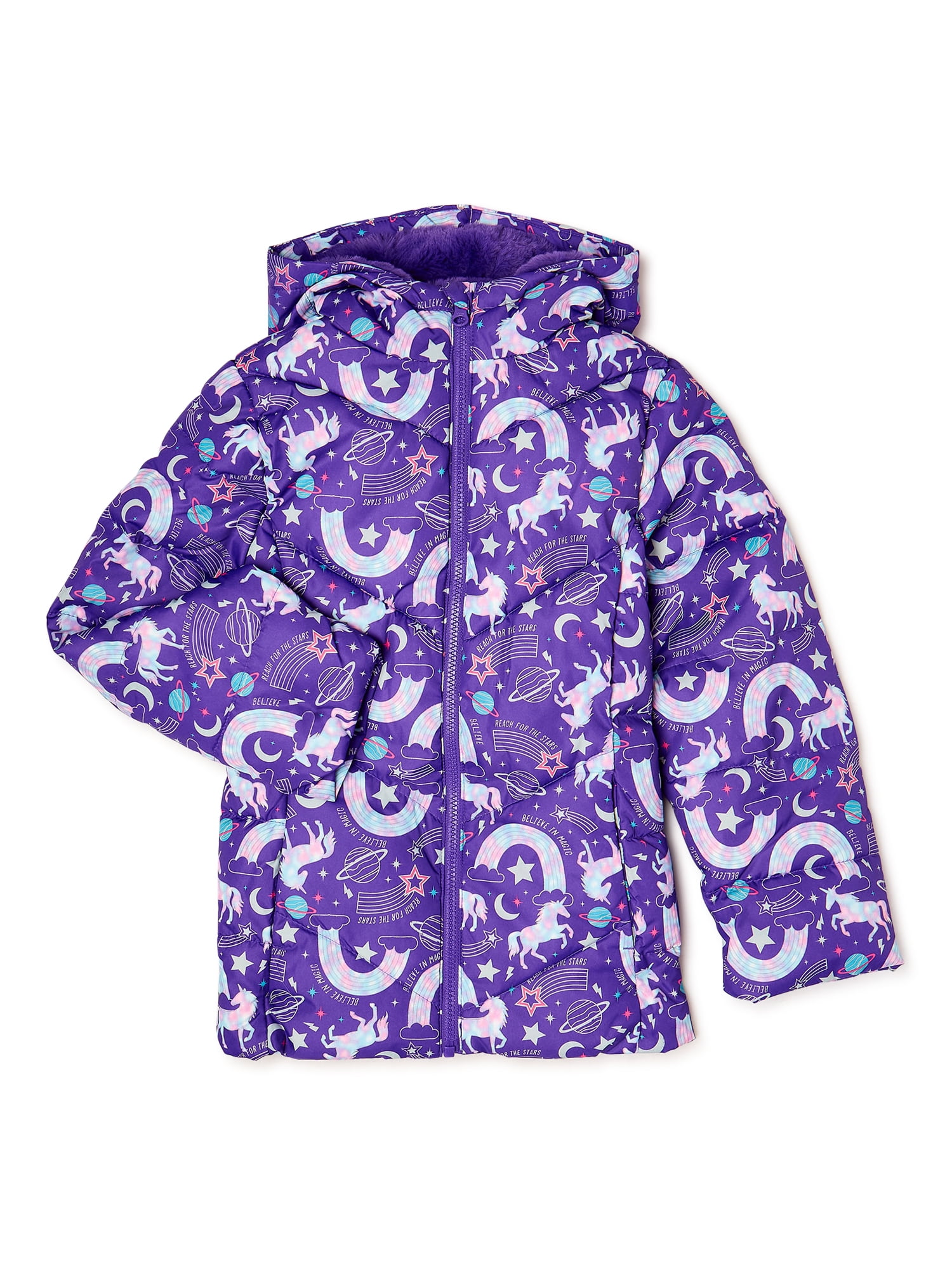 Swiss Tech Girls Winter Puffer Jacket with Hood, Sizes 4-18, Warm ...