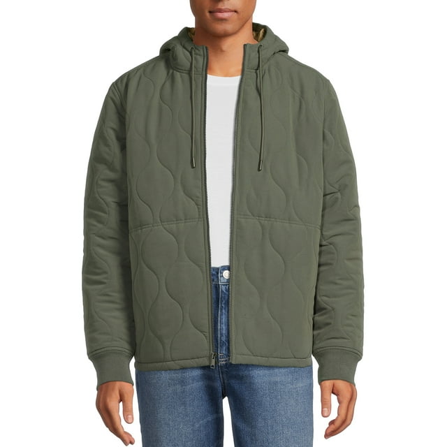 Swiss Tech Men's and Big Men's Quilted Jacket with Hood, up to Size 5XL ...