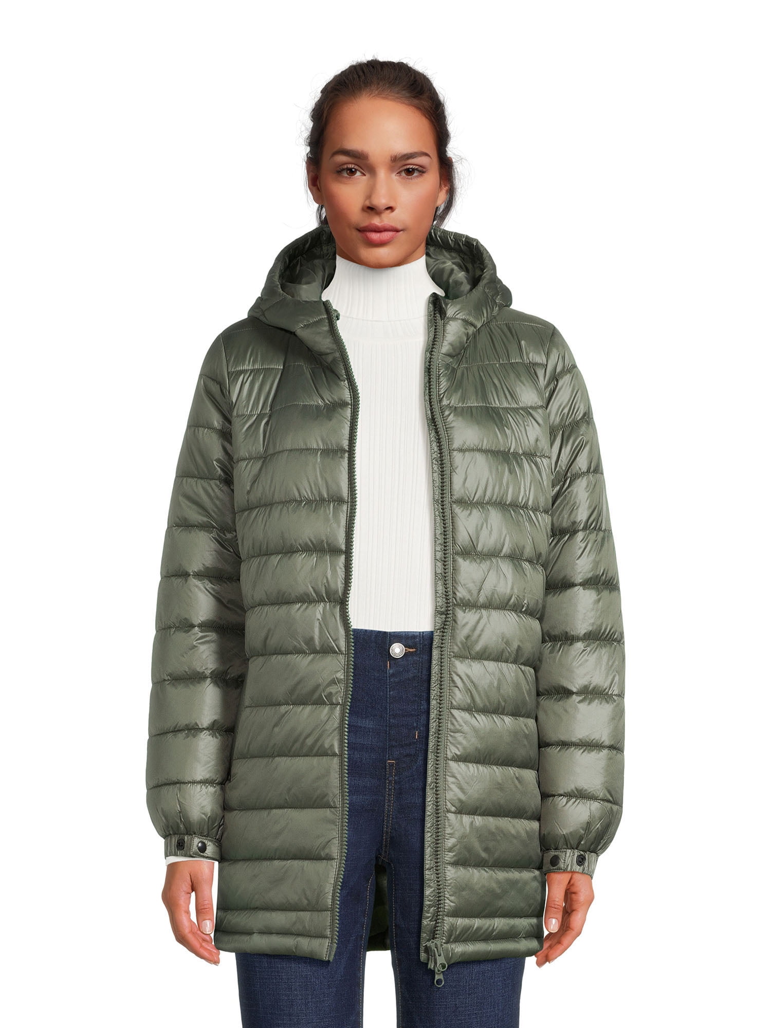 Swiss Tech Mid Length Puffer Polyester,Outerwear Jackets (Women's ...