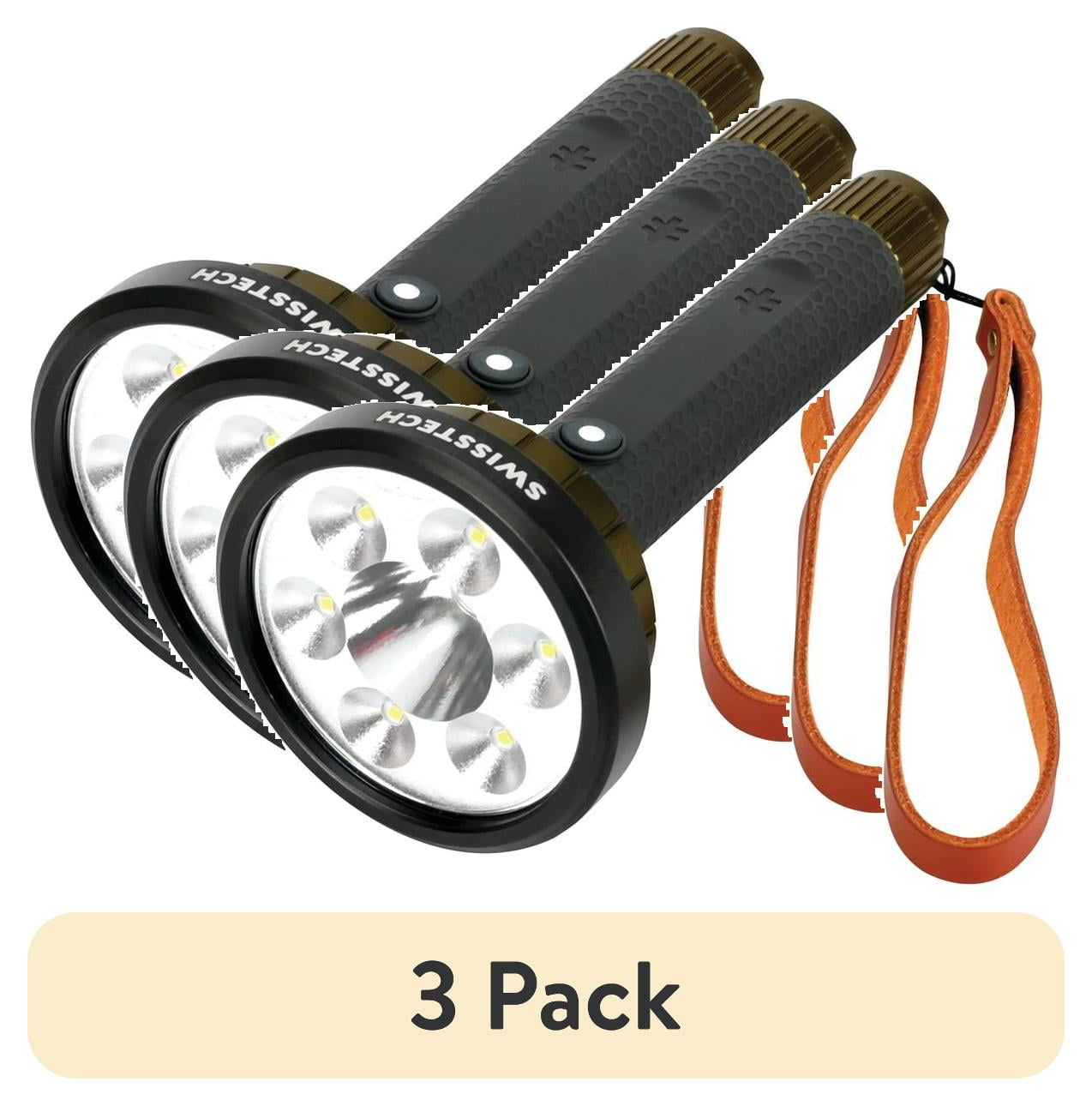 (3 pack) Swiss Tech Steigern 2000 Lumen LED Rechargeable Flashlight ...