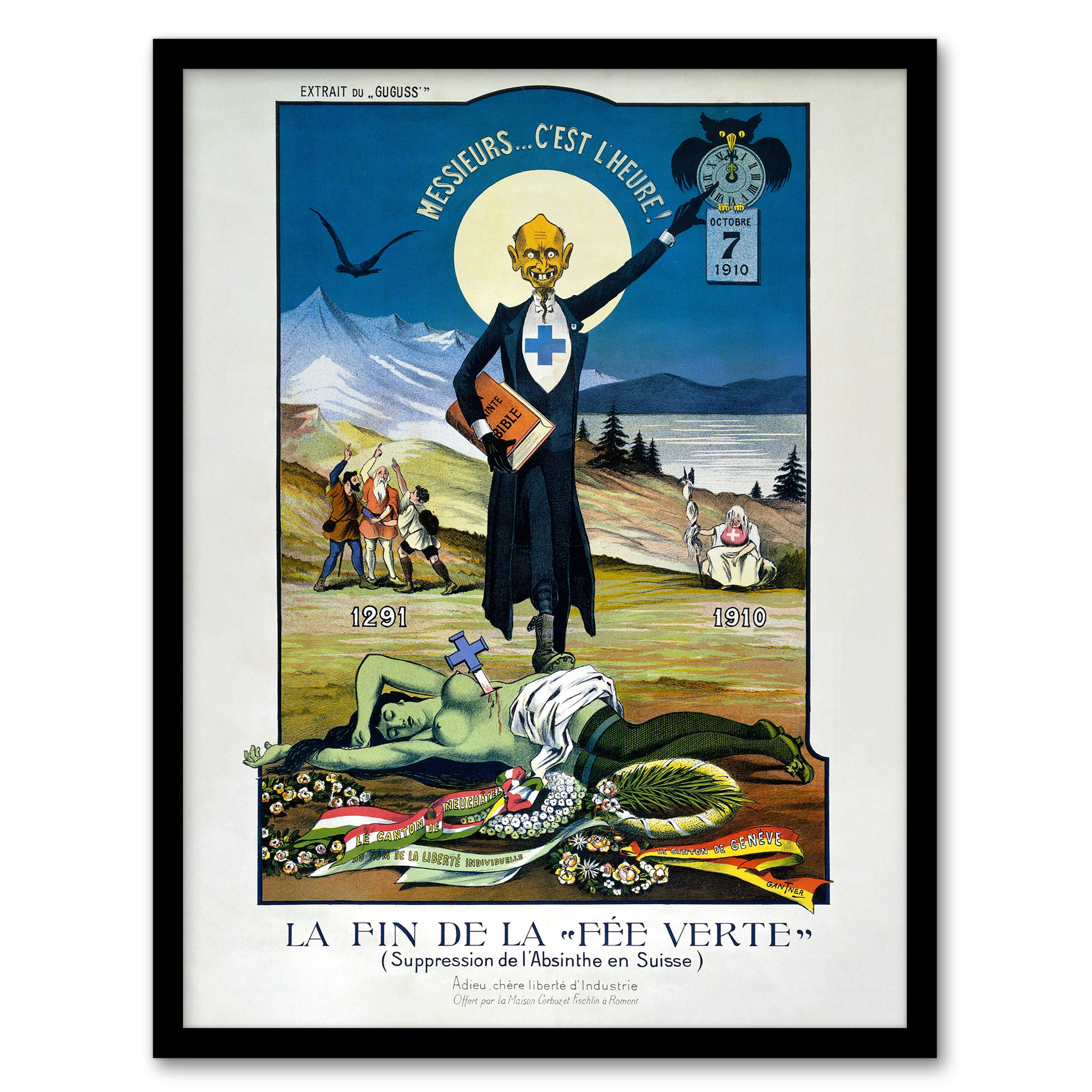 Swiss Vintage Advert Anti Absinthe Prohibition 1910 The End of the ...