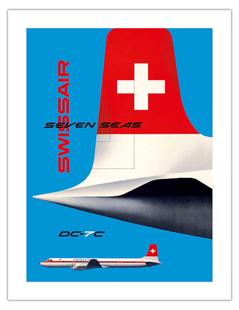 SwissAir - Seven Seas Airliner - Douglas DC-7C - Vintage Airline Travel ...