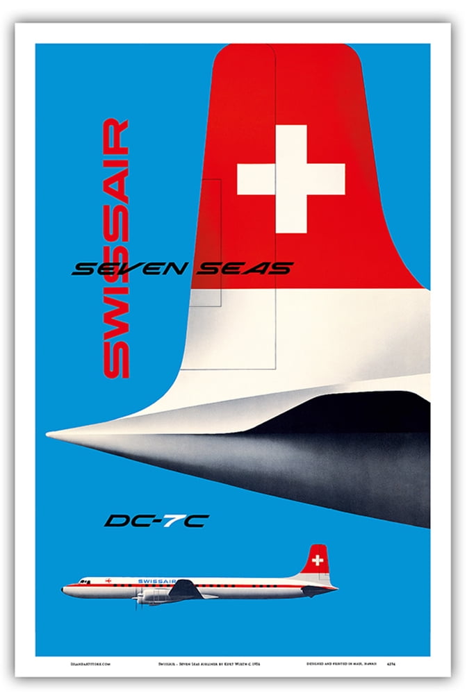 SwissAir - Seven Seas Airliner - Douglas DC-7C - Vintage Airline Travel ...