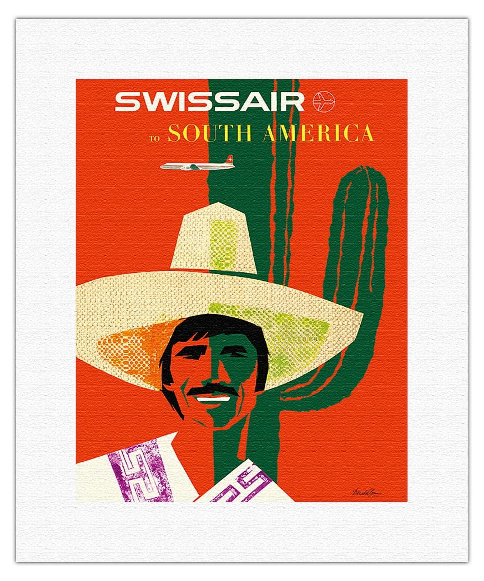 SwissAir to South America - Vintage Airline Travel Poster by Donald ...