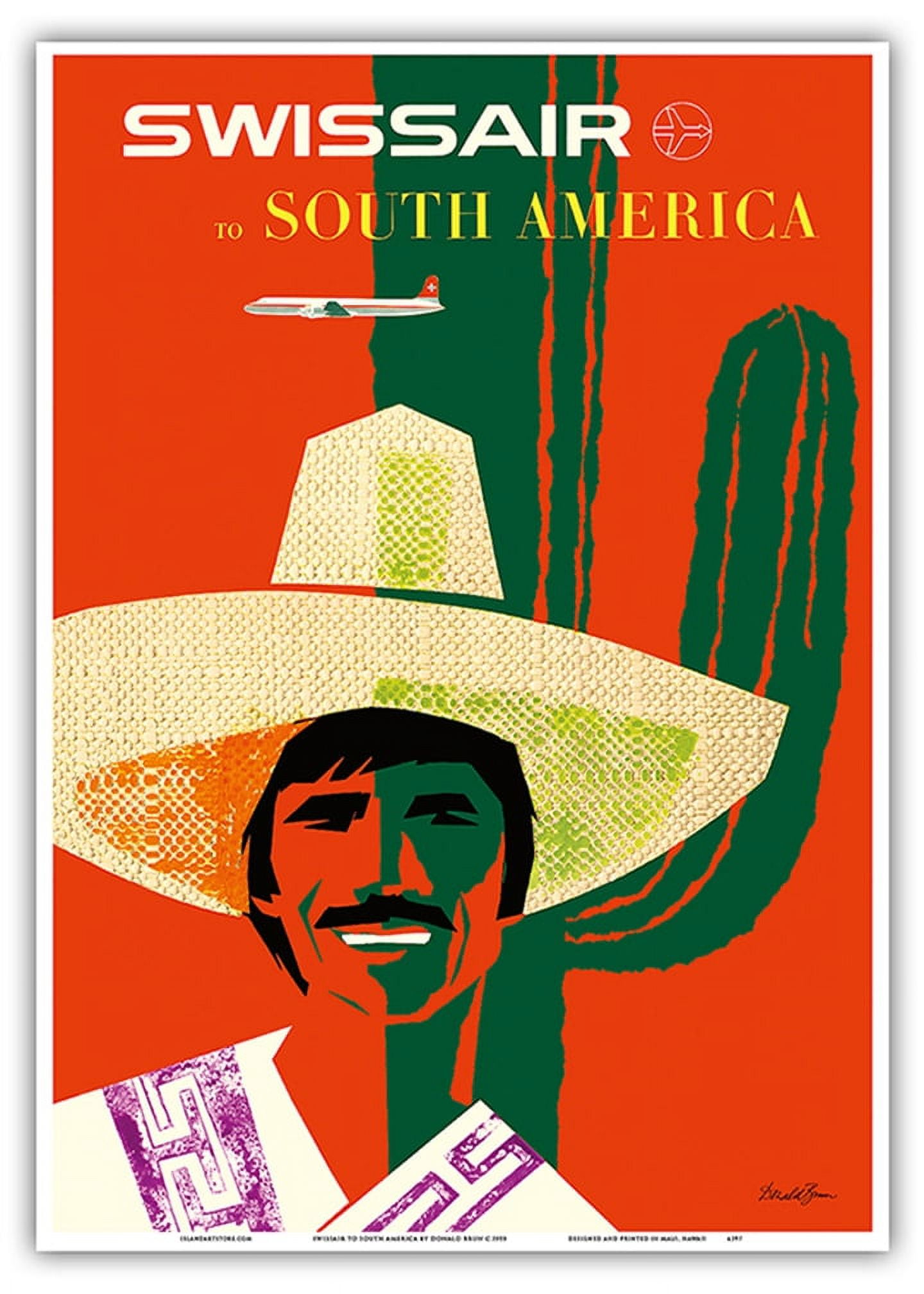 SwissAir to South America - Vintage Airline Travel Poster by Donald ...