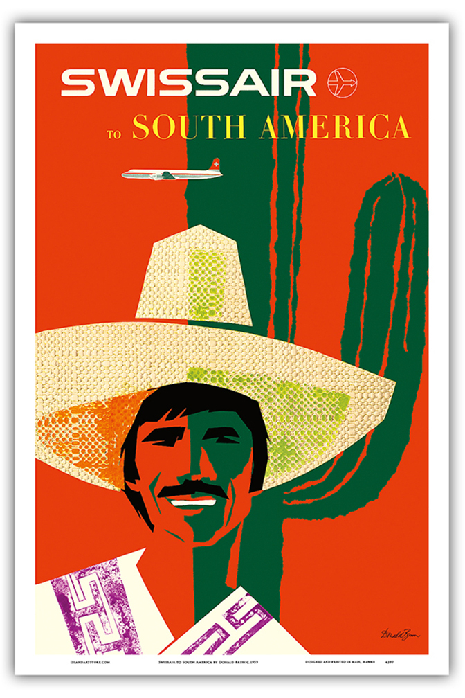 SwissAir to South America - Vintage Airline Travel Poster by Donald ...