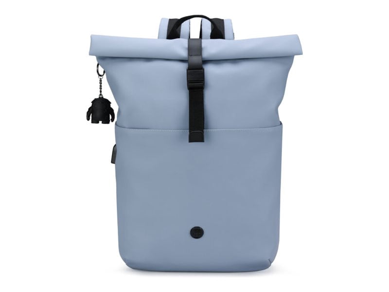 Swissdigital LAMONE Light Blue Rolltop Backpack, USB Charging Port ...