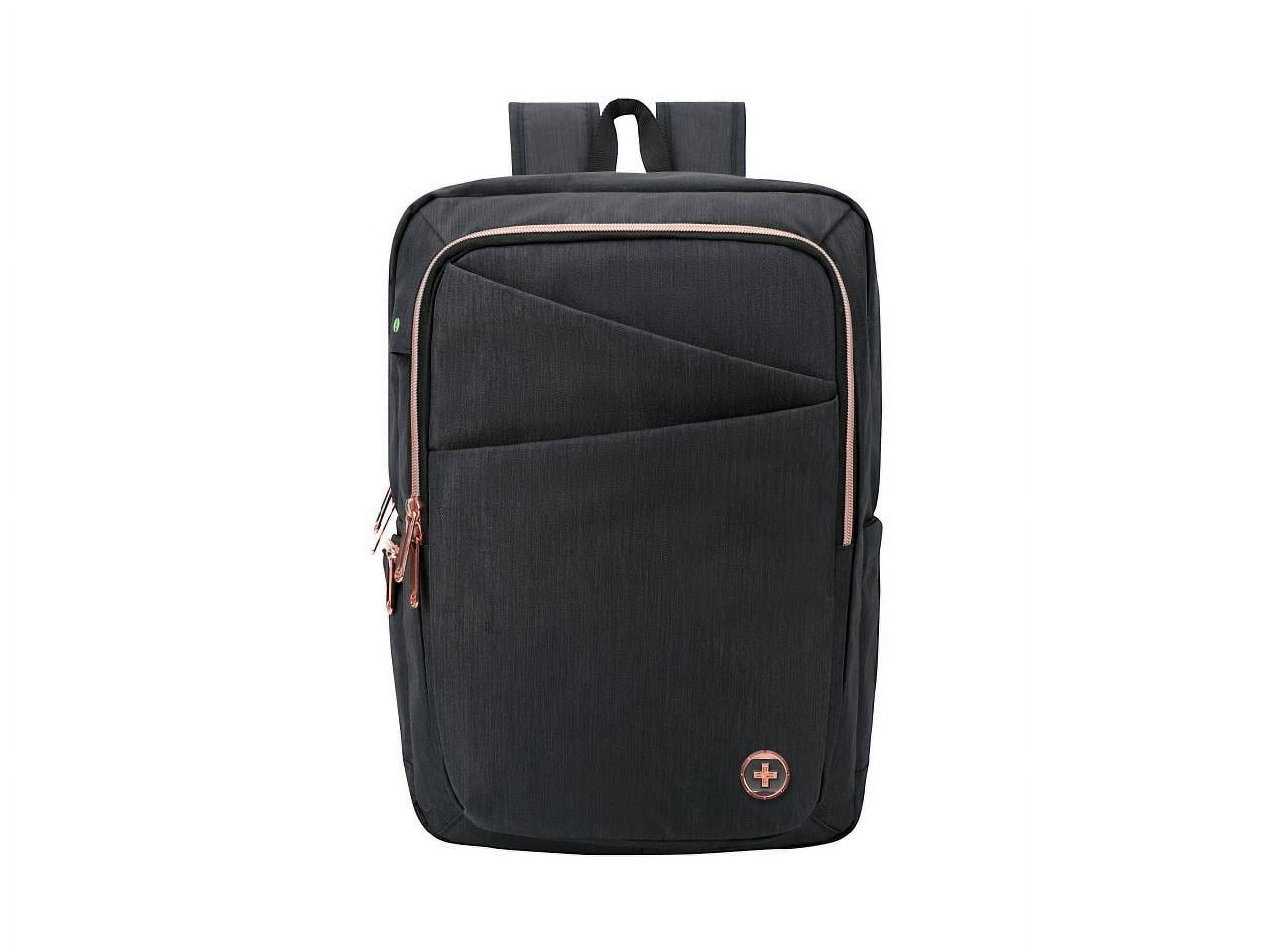 Swissdigital Katy Rose Womens Backpack Black With Rose Gold Zippers
