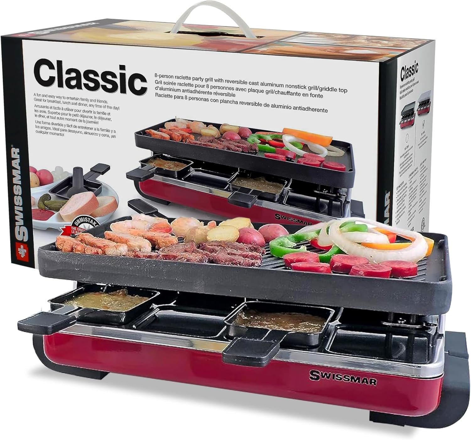 Swissmar Classic 8-Person Raclette Party Grill with Reversible Cast ...