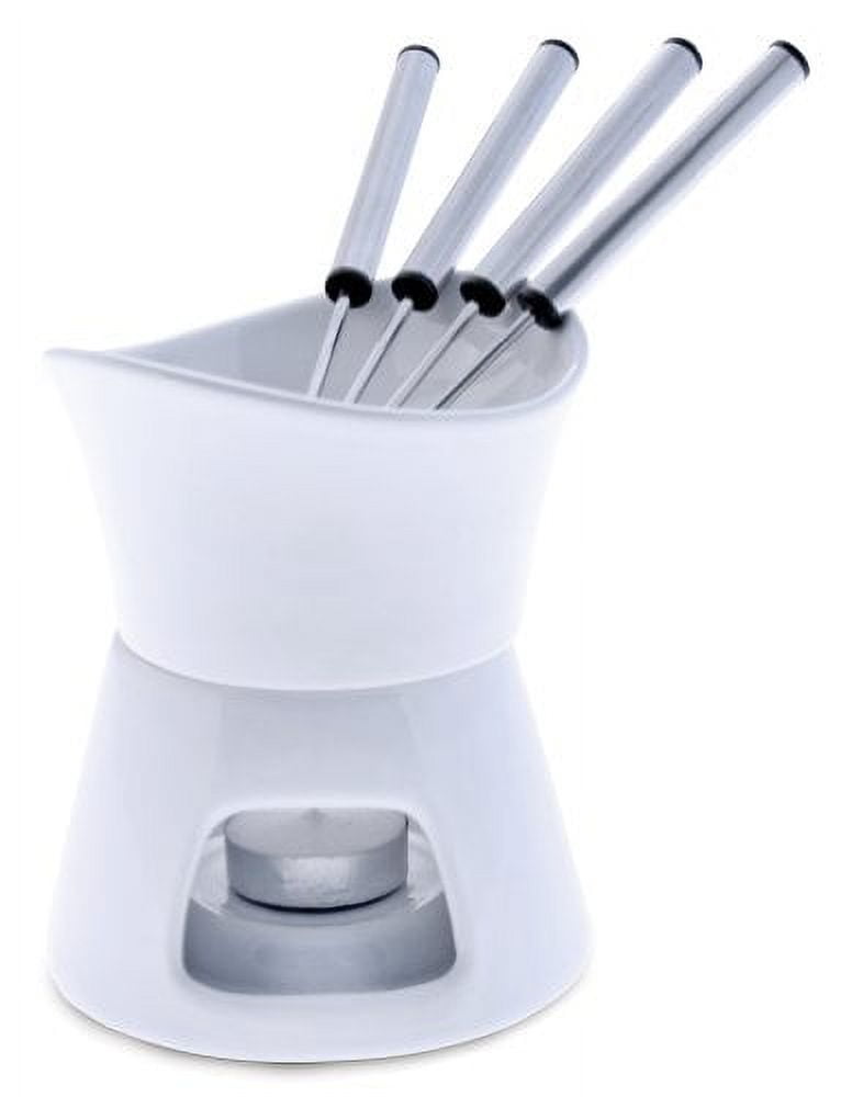 Swissmar Glow Chocolate Fondue Set, Ceramic, 7-Piece, White, with 4 ...