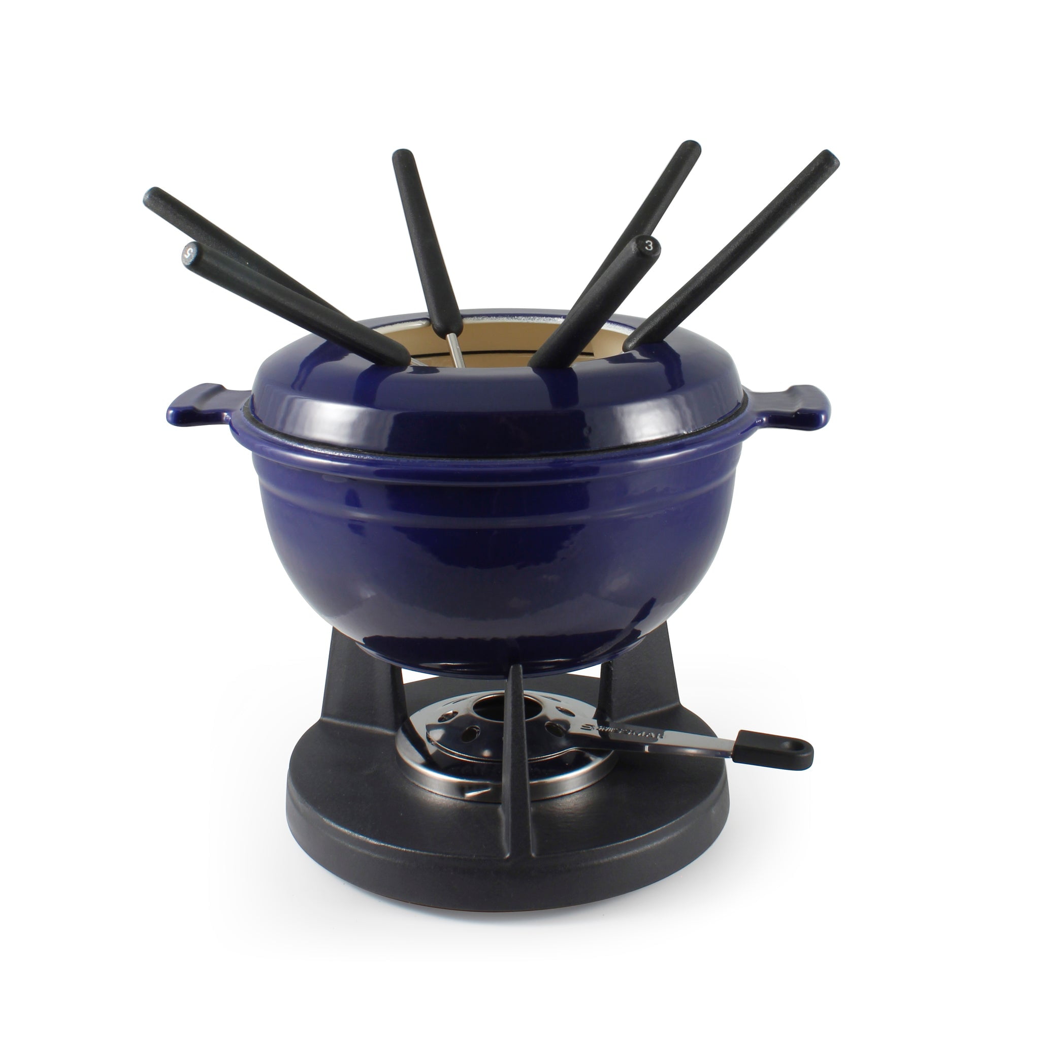 Swissmar Lucerne 10 Piece Cast Iron Fondue Set, Indigo Blue, Chocolate ...