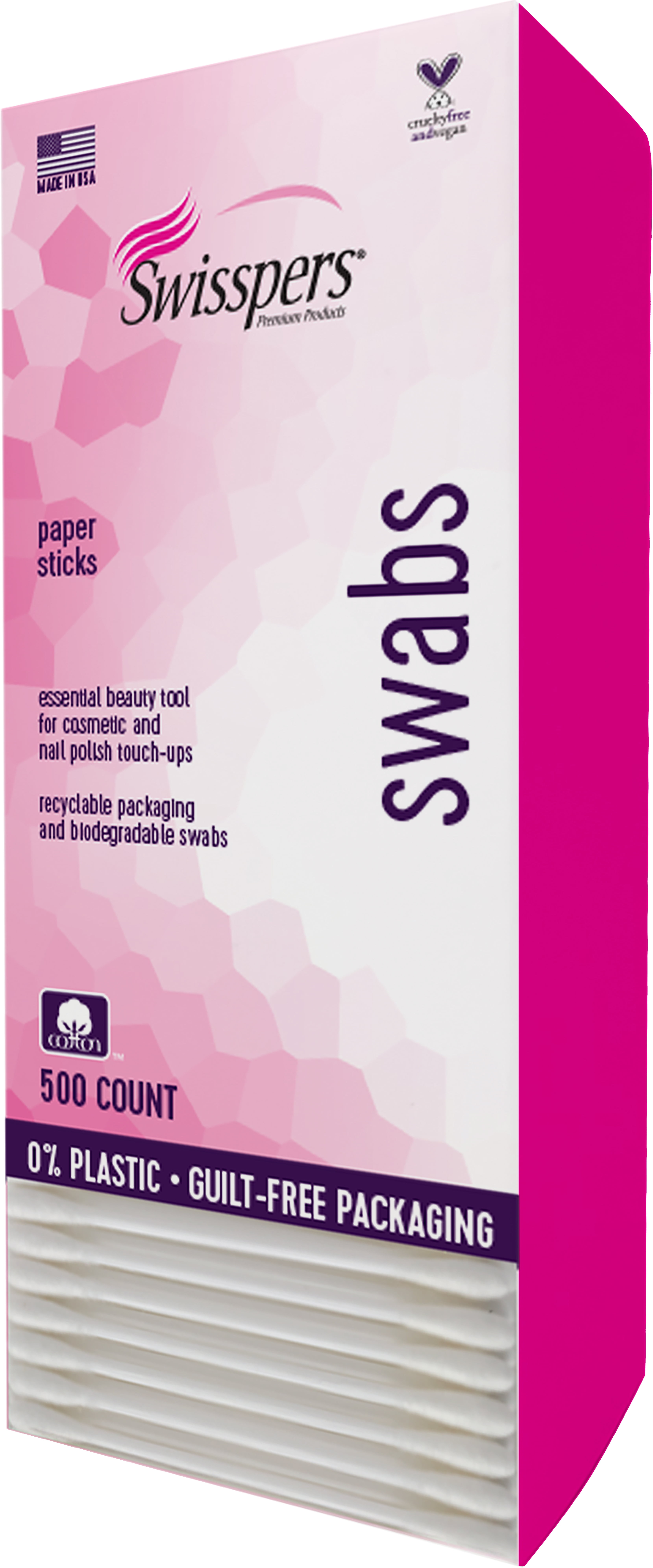 Swisspers Premium Plastic-Free Paper Swabs, 100% Pure Cotton Tips ...