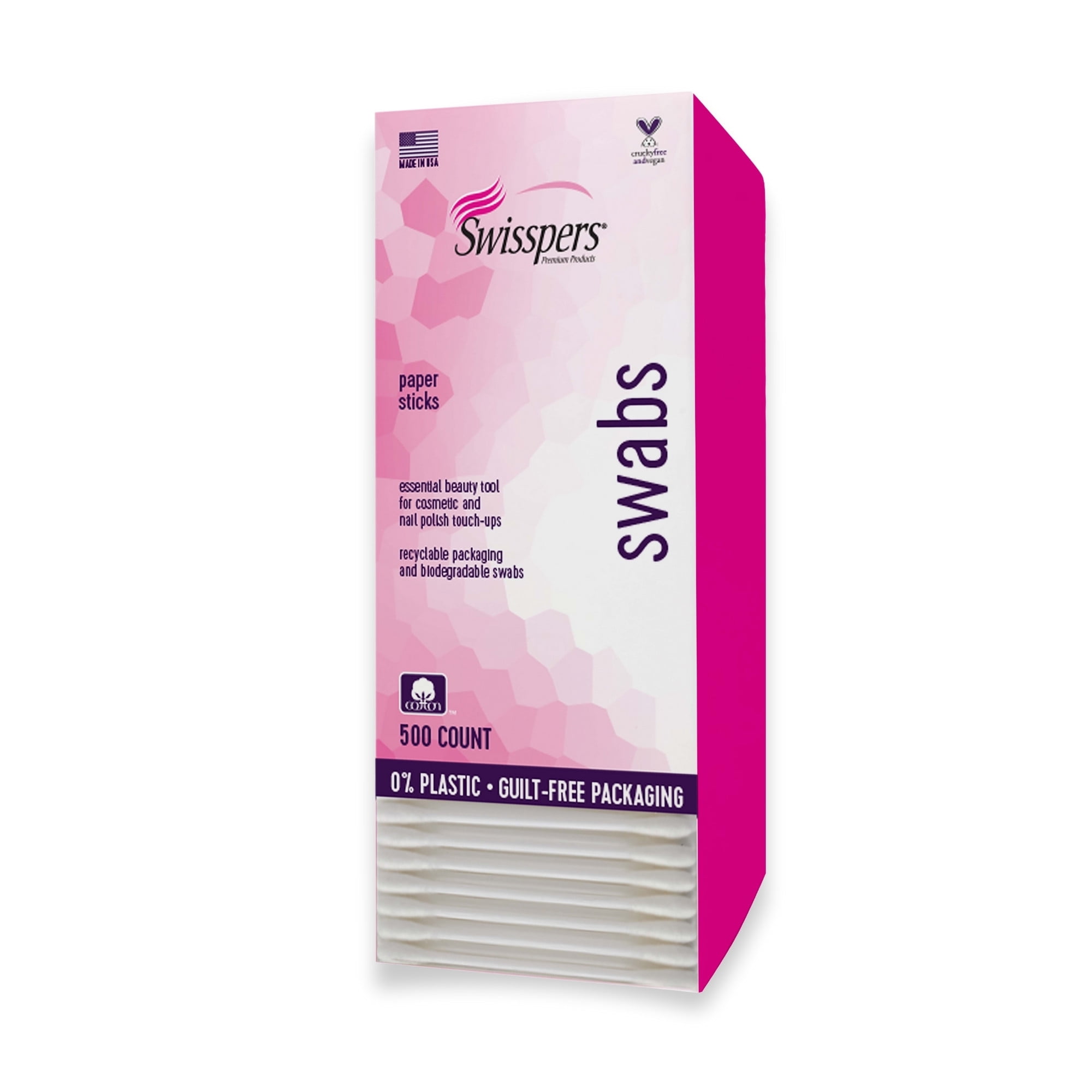Swisspers Premium Plastic-Free Paper Swabs, 100% Pure Cotton Tips ...