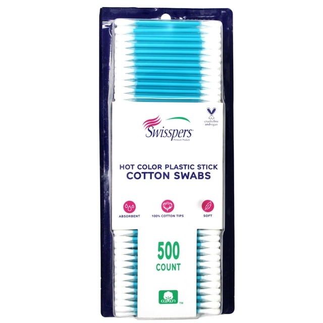 Swisspers Hot Color Cotton Swabs, 100% Cotton, Color Plastic Sticks ...