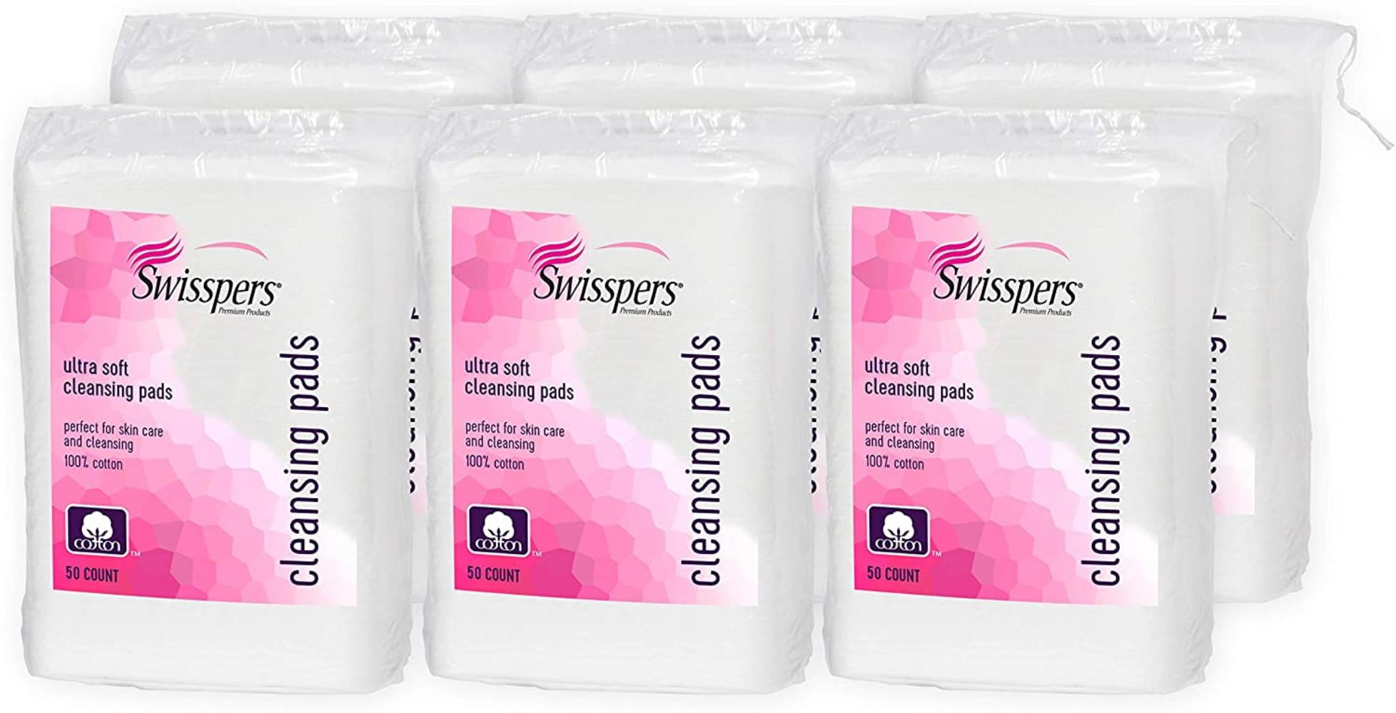 Swisspers Premium Cotton Facial Cleansing Pads, Disposable Washcloth ...