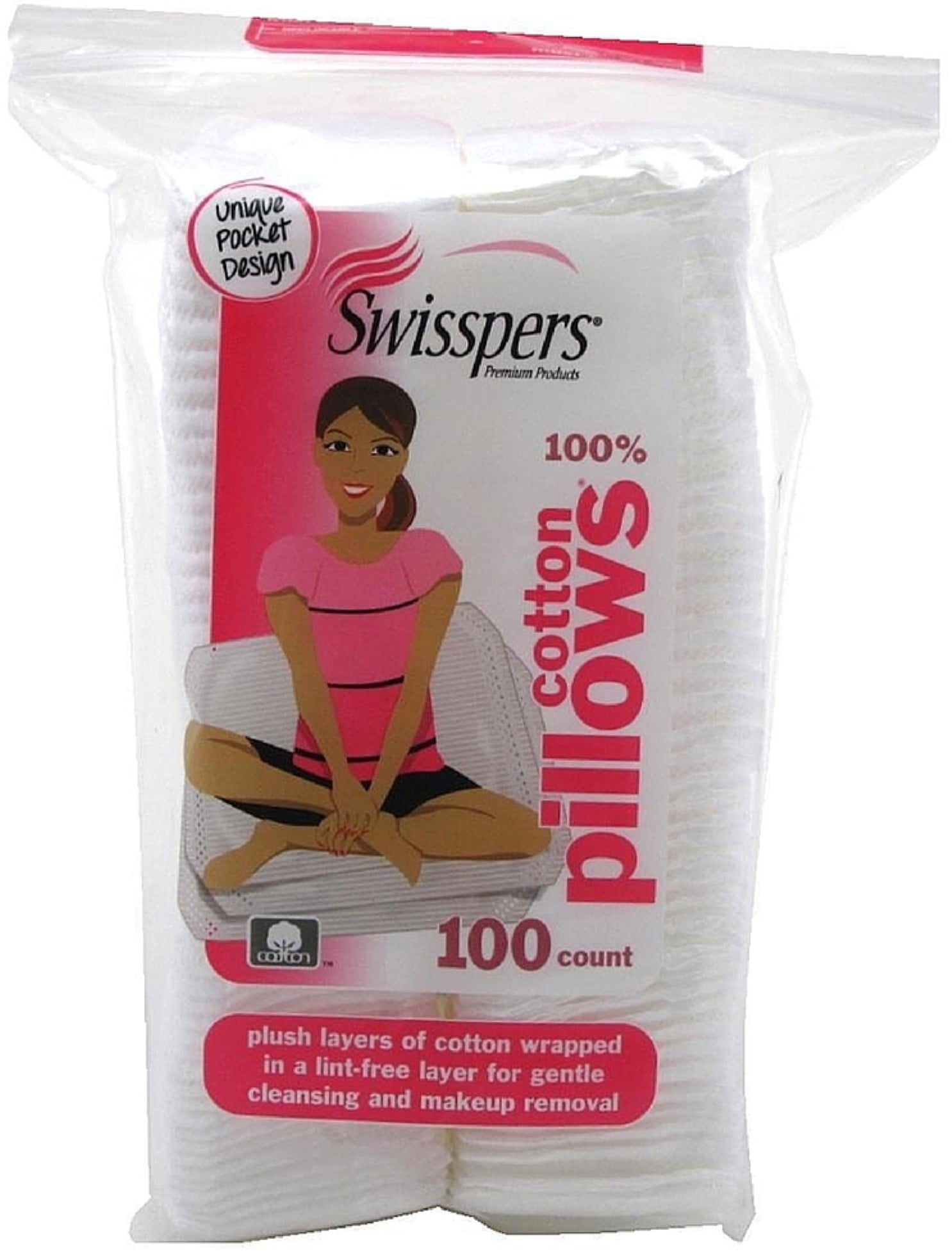 Swisspers Premium Cotton Squares Pillows 100 ea (Pack of 4) - Walmart.com