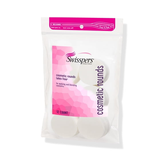 Swisspers Premium Latex Free Foam Cosmetic Rounds, 12ct, Vegan, Cruelty ...