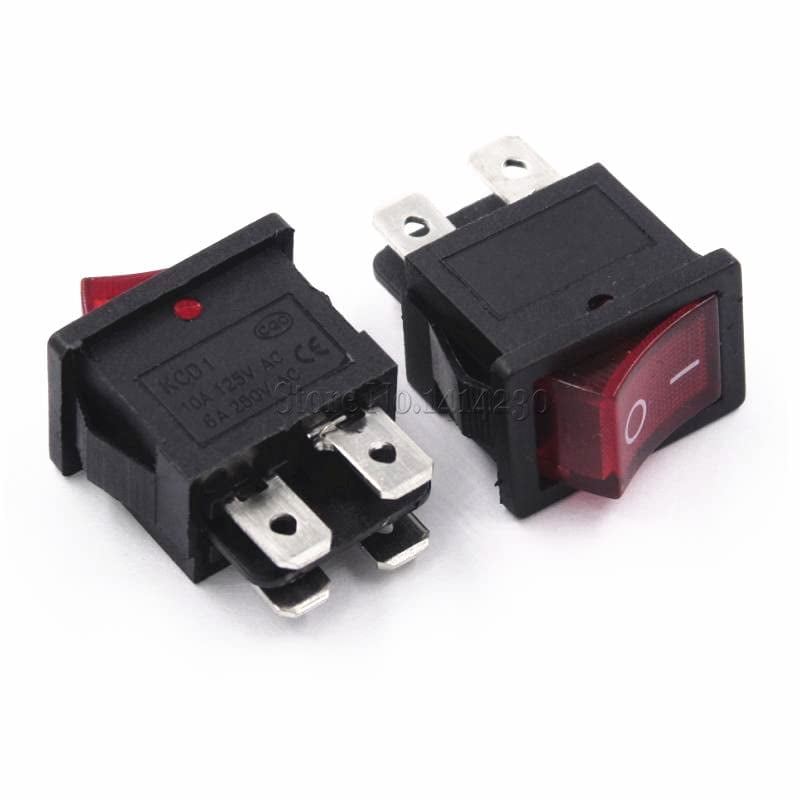 Switch 10PCS Ship Type Switch Red Light 15x21mm 4PIN ON Off Rocer ...