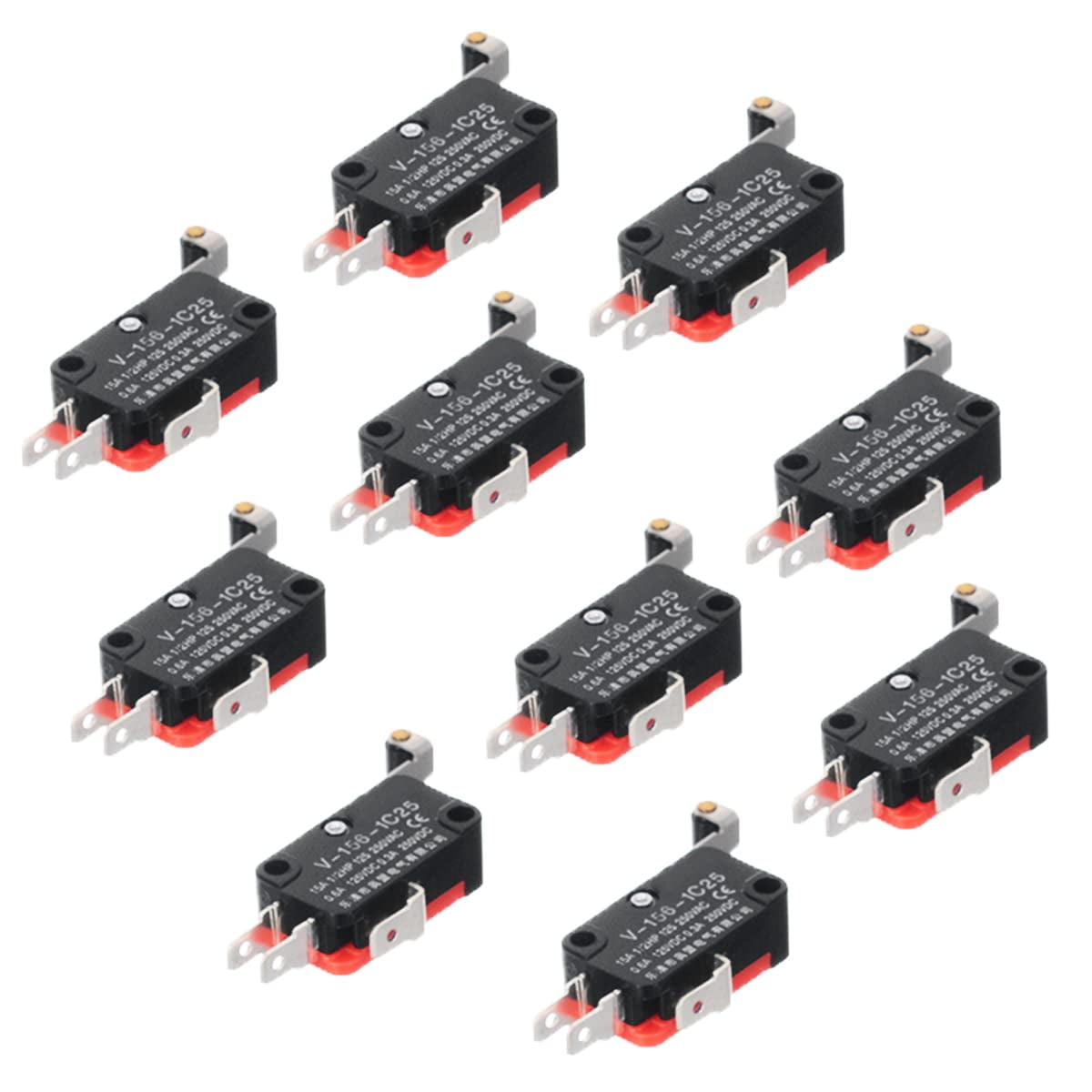 Switch 10pcs Micro Limit Switch Long Hinge Roller Momentary SPDT Action V-156-1C25 Red - Walmart.com