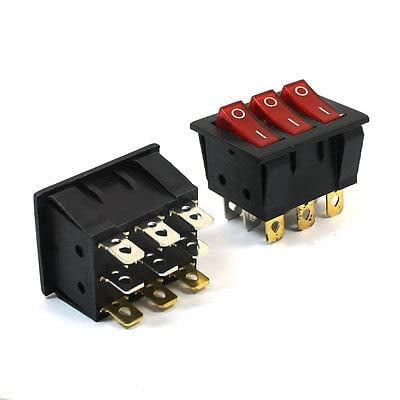 Switch 15A 250VAC 20A 125VAC 3 Way Red Pilot Lamp Three SPST Rocer ...