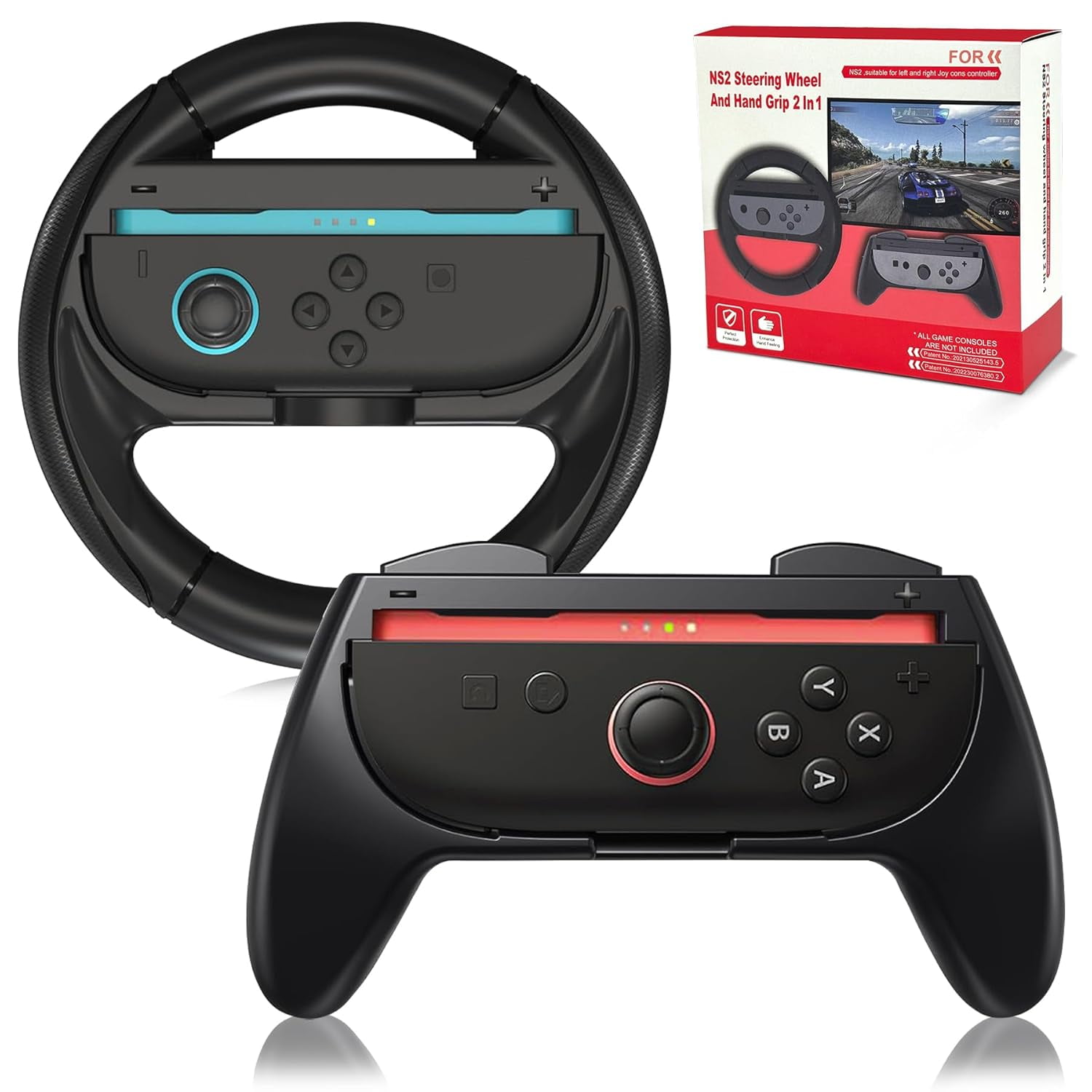 Switch 2 Joy Con Grip & Steering Wheels for NS 2 Accessories, 2 in 1 Switch 2 Games Accessories ...