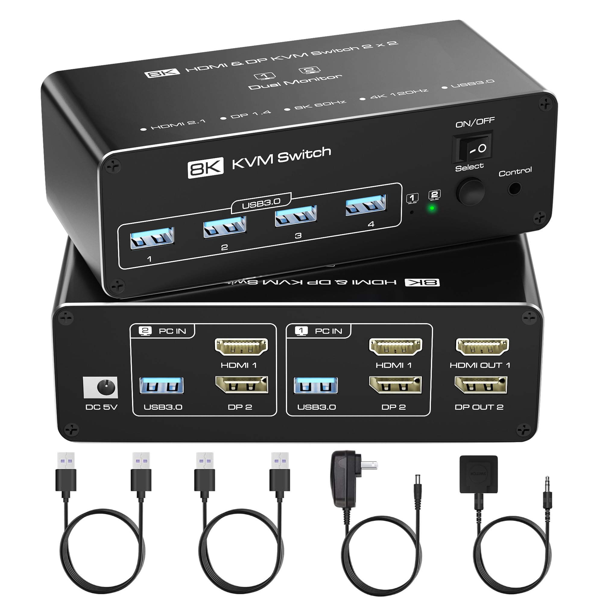 Switch 2 Monitors RRF12 2 Computers, 8K@60Hz Switch HDMI Extended ...