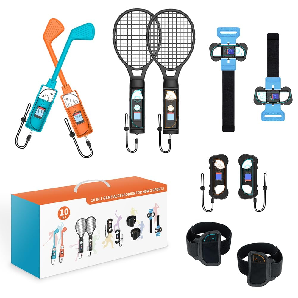 For Switch 2 Sports Accessories Bundle, 10 in 1 Family Accessories Kit ...
