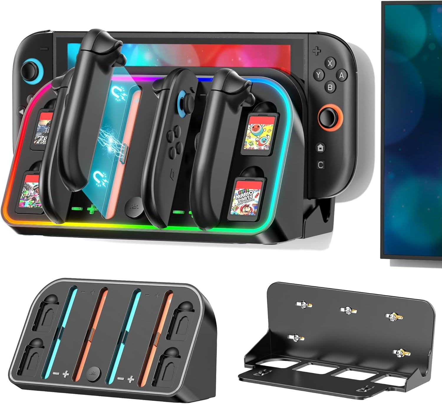 Switch 2 Wall Mount Charging Dock for 2025 Joycon 2, Wall Mount Kit ...