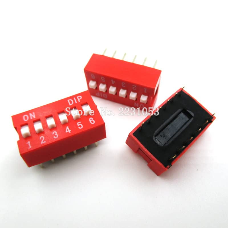 Switch 20PCS/Lot DIP Switch 6 Way 2.54mm Switch Red Switch - Walmart.com