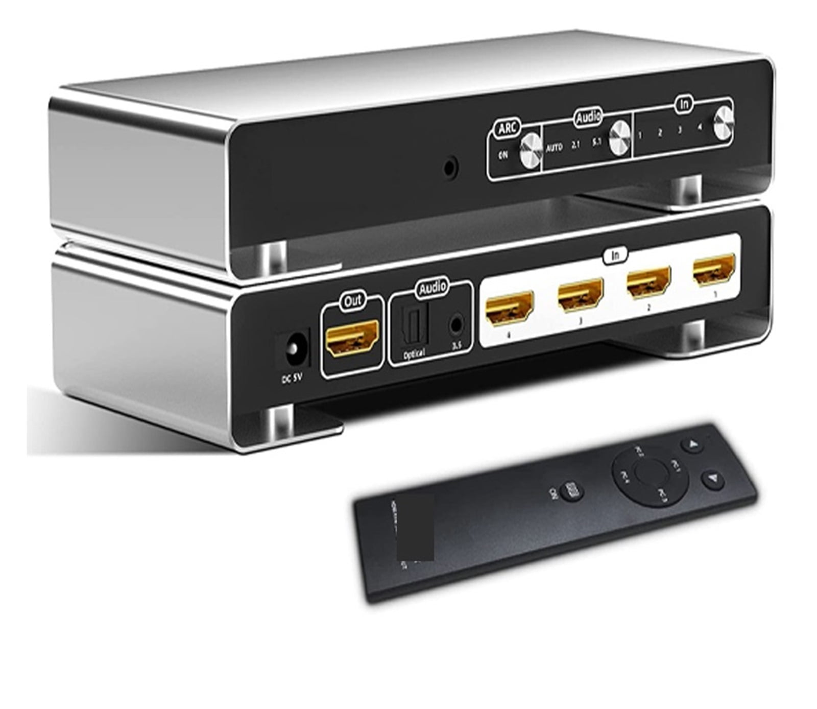Switch 4x1 4K@60Hz Switcher 4 In 1 Out With 5.1 Optical 3.5mm Audio ...