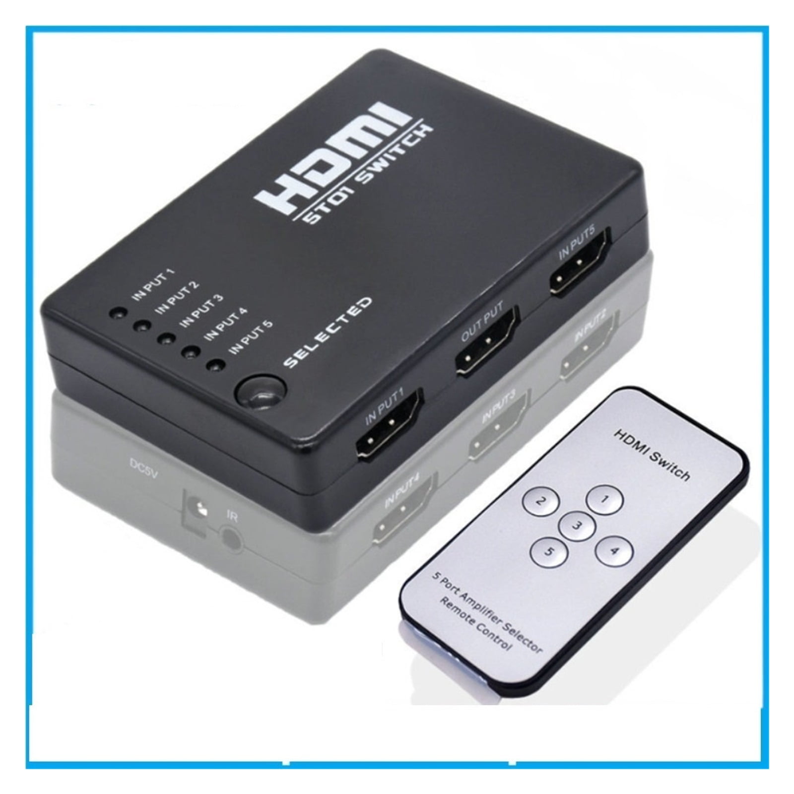 Switch 5 Ports Switcher 5 in 1 Out HD 1080P Video Cable Switches 5x1 ...