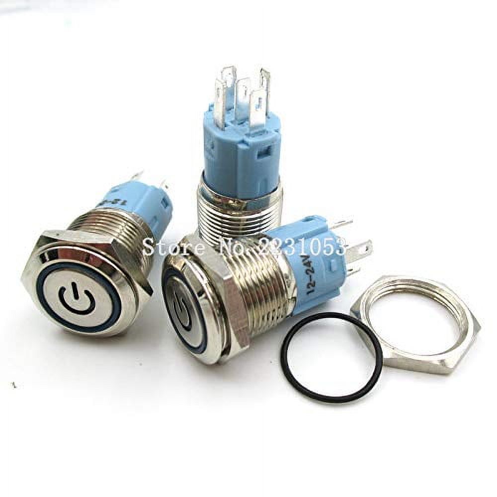 Switch Blue Light 16MM LED Metal Push Button Switch for Car Auto ...