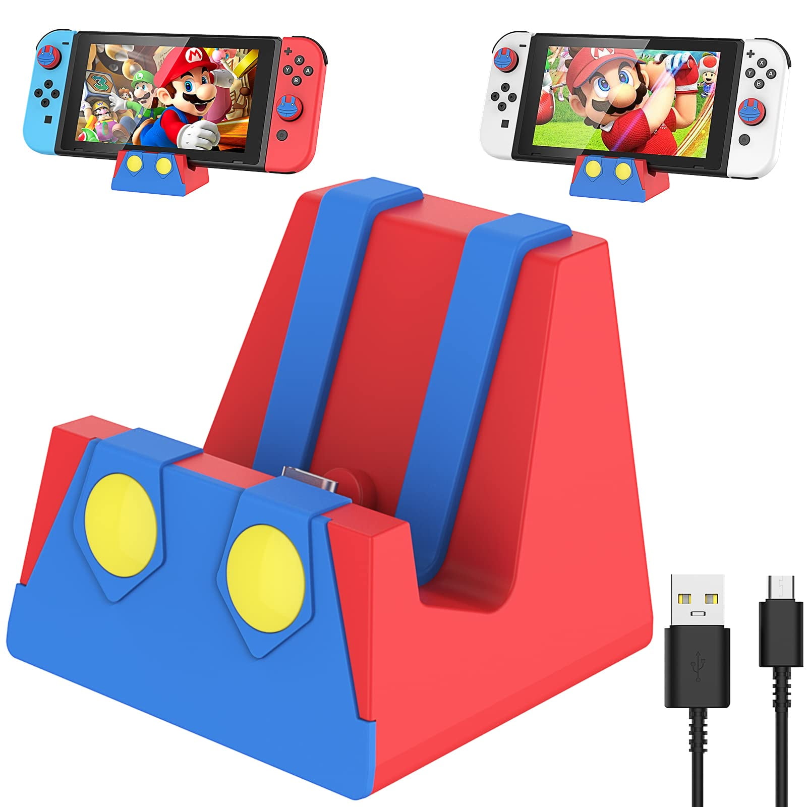 Switch Charging Dock for Nintendo Switch/Lite/OLED, Portable Charger Base Stand with Type C Port ...