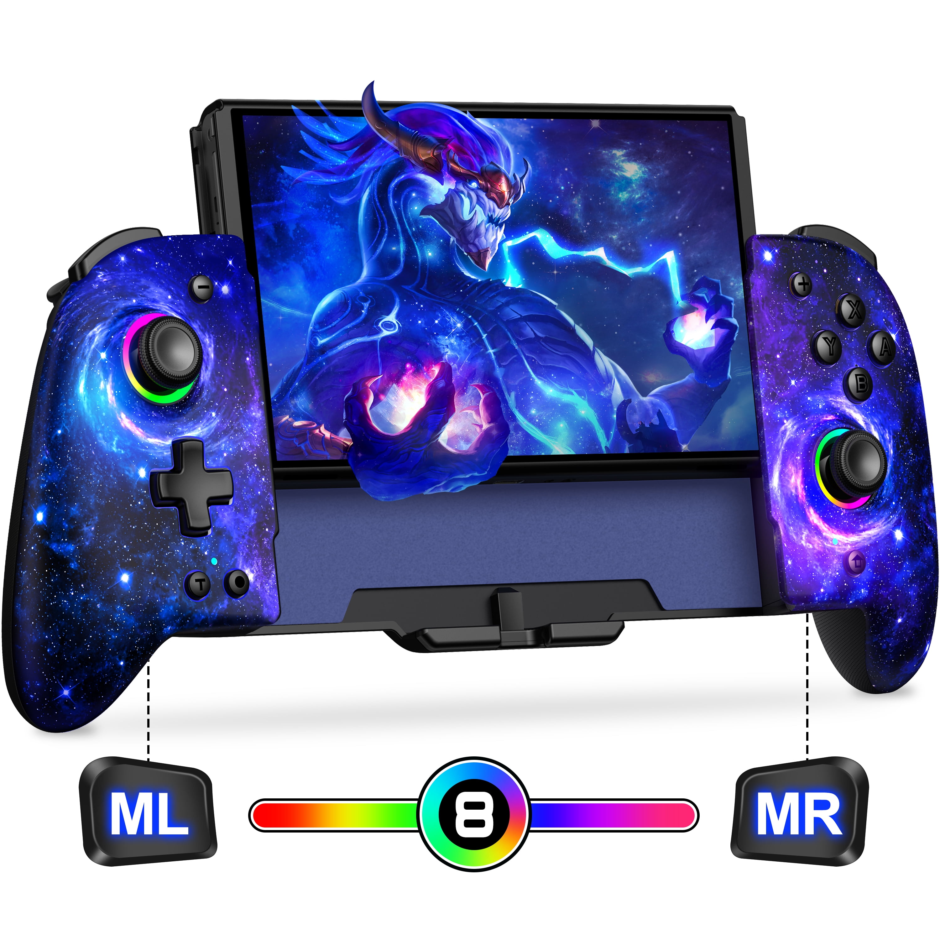 Switch Controllers, Hall Effect Joystick Switch Joypad forSwitch/OLED, Full-Size Grip Wireless ...